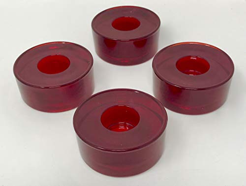 Crate and Barrel Taper Holder Red Glass - Set of 4