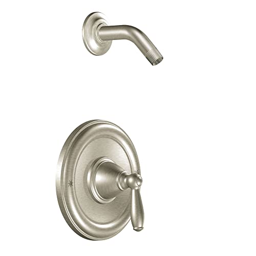 Moen 2510 Monticello PosiTemp Pressure Balancing Shower Valve, 1/2-Inch IPS with Moen T2152NHBN Brantford One-Handle Posi-Temp Shower Trim Kit, Showerhead Sold Separately, 0.5, Brushed Nickel