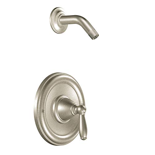 Moen 2510 Monticello PosiTemp Pressure Balancing Shower Valve, 1/2-Inch IPS with Moen T2152NHBN Brantford One-Handle Posi-Temp Shower Trim Kit, Showerhead Sold Separately, 0.5, Brushed Nickel