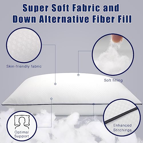 Piwaal Bed Pillows for Sleeping 2 Pack, King Size Pillows Set of 2,Down Alternative Filling, Pillow for Back, Stomach or Side Sleepers Black