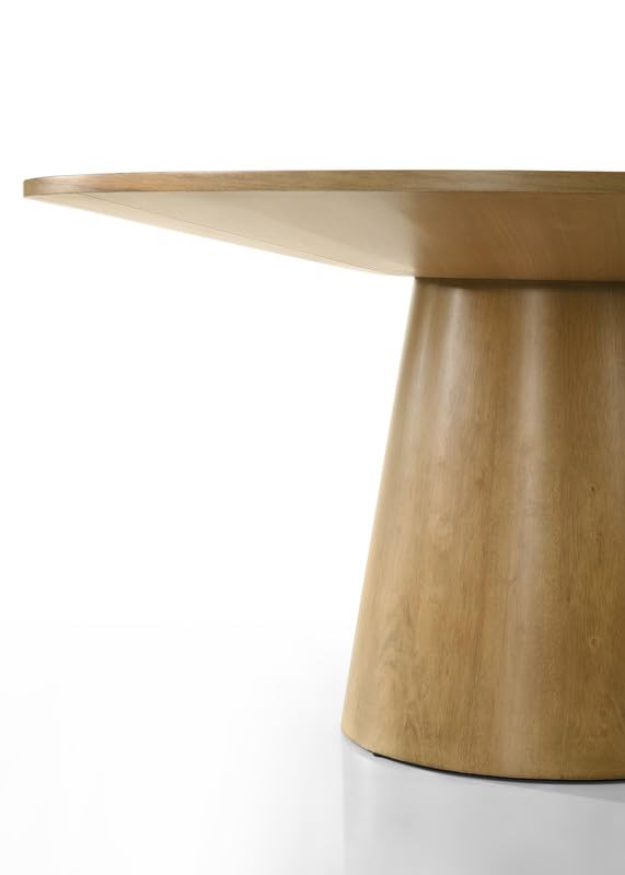 LILOLA LIVING Jasper Driftwood Finish 47" W Contemporary Round Dining Table with Pedestal Base