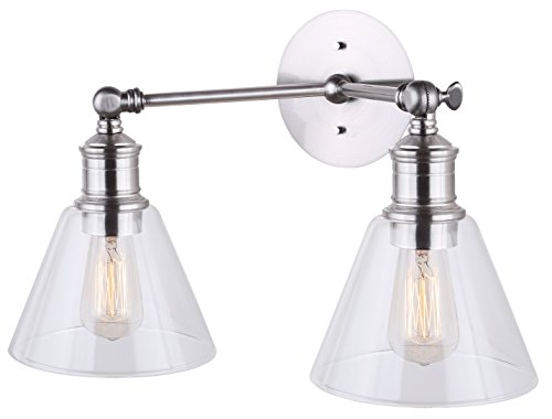 Canarm IVL628A02BN LTD Larken 2 Vanity Light, Brushed Nickel with Clear Glass