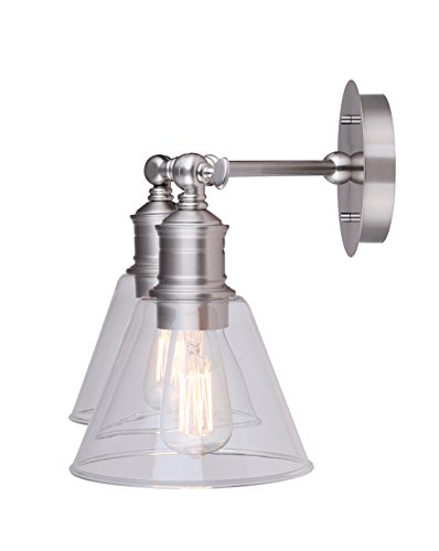 Canarm IVL628A02BN LTD Larken 2 Vanity Light, Brushed Nickel with Clear Glass