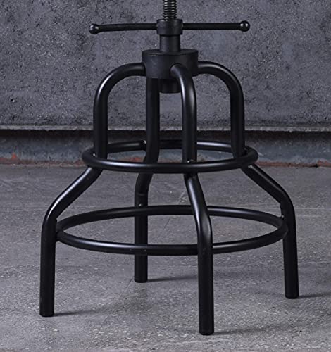 LOKKHAN Vintage Industrial Bar Stool-Rustic Swivel Bar Stool-Round Wood Metal Stool-Kitchen Counter Height Adjustable Pipe Stool-Cast Steel Stool 20-27 Inch (Set of 2)