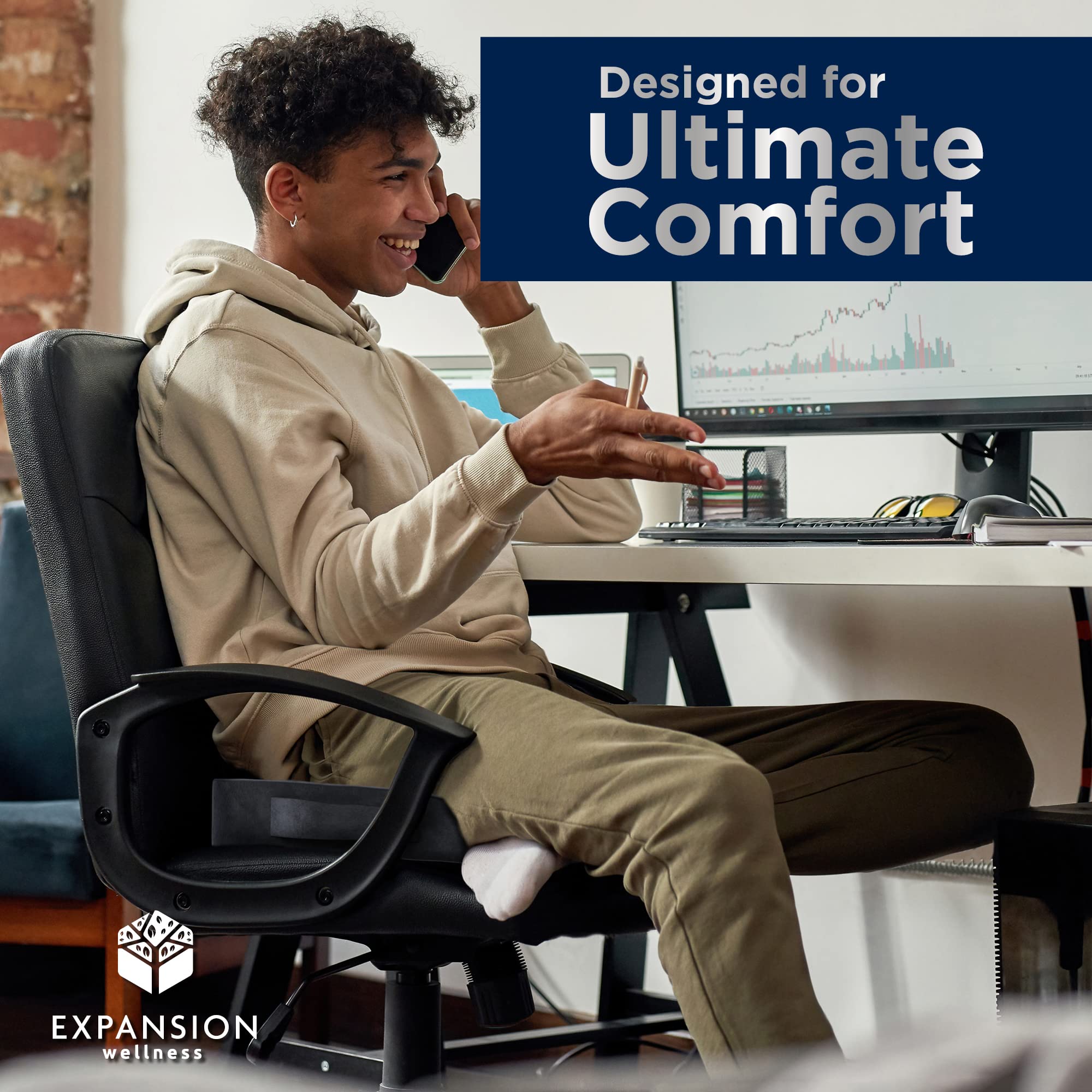 Seat Cushion for Office Chair β Memory Foam Tailbone Pillow Pad for Sitting, Computer, Desk, Chair, Car β Contoured Posture Corrector for Sciatica, Coccyx Back Pain Relief (Black)