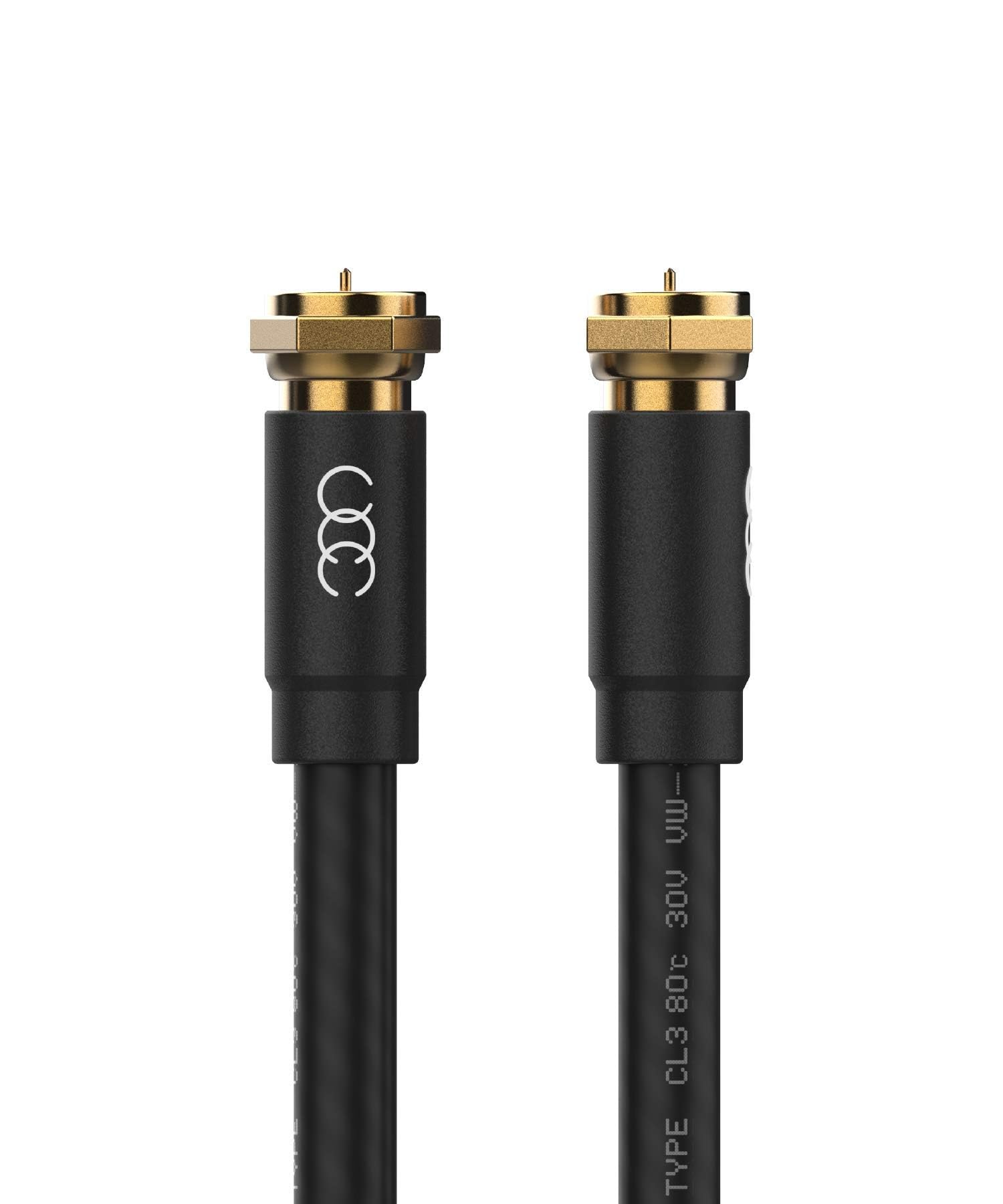 6FT TV Cable Wire Black RG6 Coaxial Cable with F Connector, Cable Extension Adapter, Low Loss High-Speed Coax Cable Cord Extender for HD TV, Router, Satellite, Antenna, TV Cable 6'