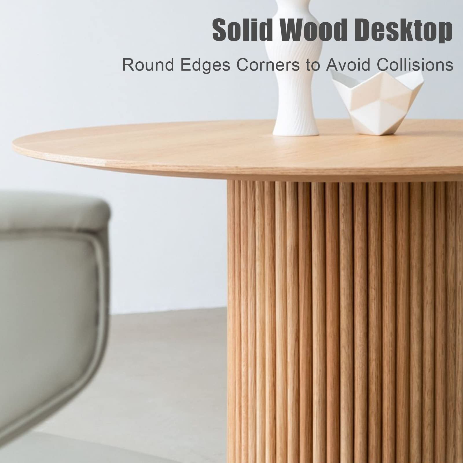 QQXX Round Pine Solid Wood Dining Table,Simplicity Kitchen Table with Wooden Pedestal Base,Leisure Coffee Table Dining Room Table Restaurant Furniture(27.6" L x 27.6" W x 29.5" H, Light Wood)