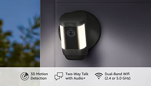 Ring Spotlight Cam Pro, Wired | 3D Motion Detection, Two-Way Talk with Audio+, and Dual-Band Wifi (2022 release) - Black