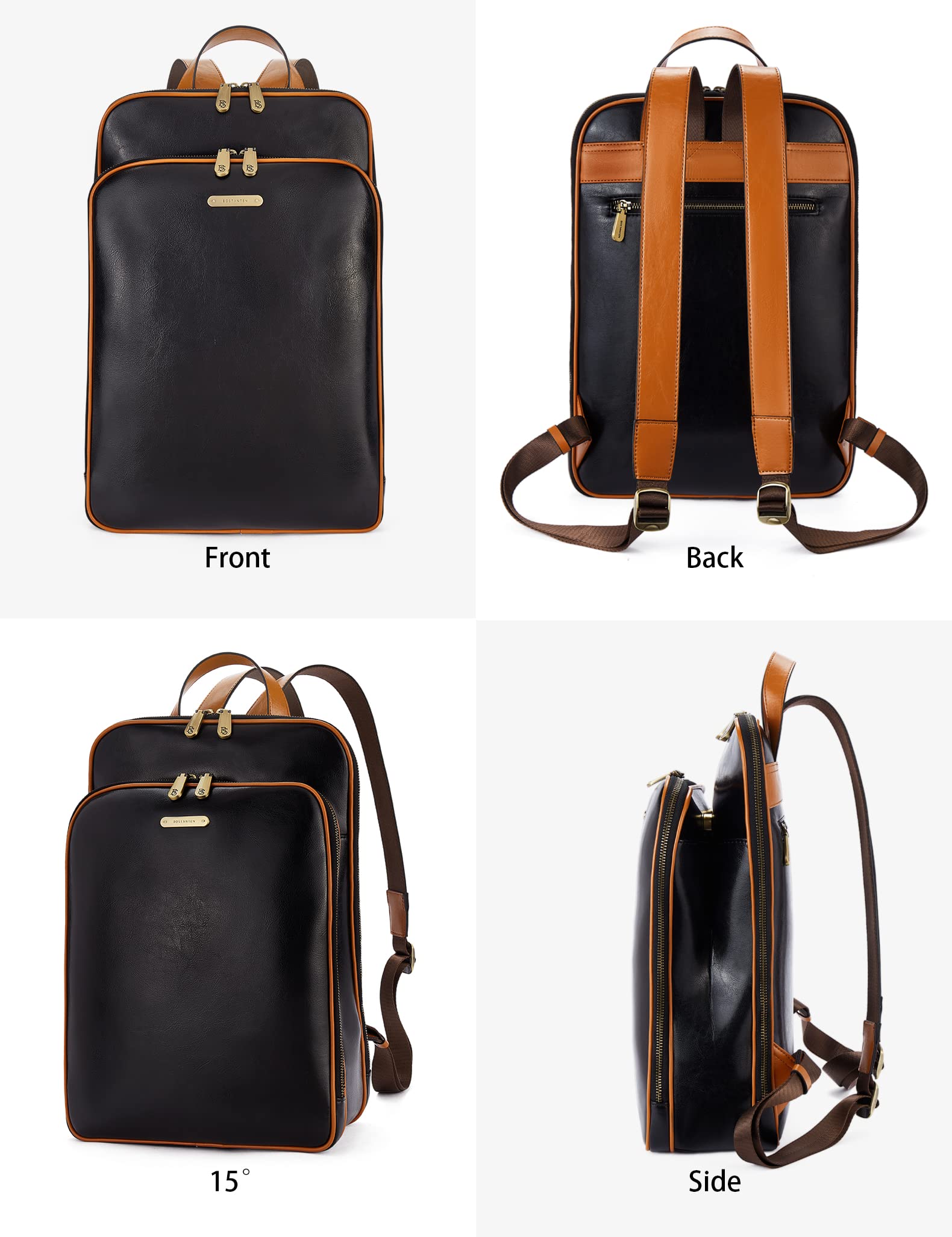 BOSTANTEN Womens Laptop Backpack, 15.6 inch Leather Computer Back Pack Business College Daypack Vintage Large Travel Bag