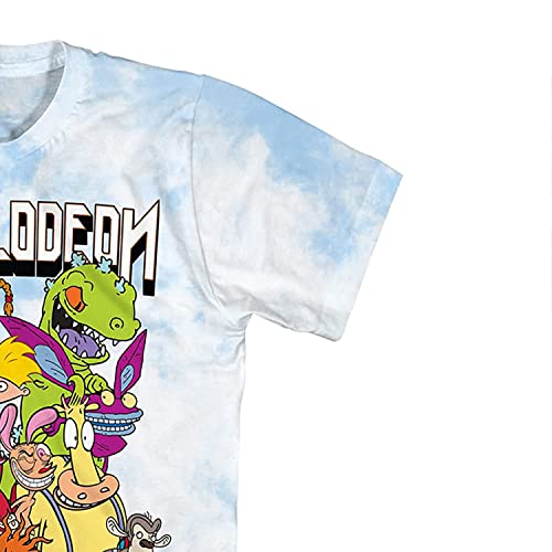 Nickelodeon Mens 90s Cartoon Shirt - Rugrats Hey Arnold Ren & Stimpy Rocko's Modern Life Tie Dye T-Shirt (Light Blue Dye, X-Large)