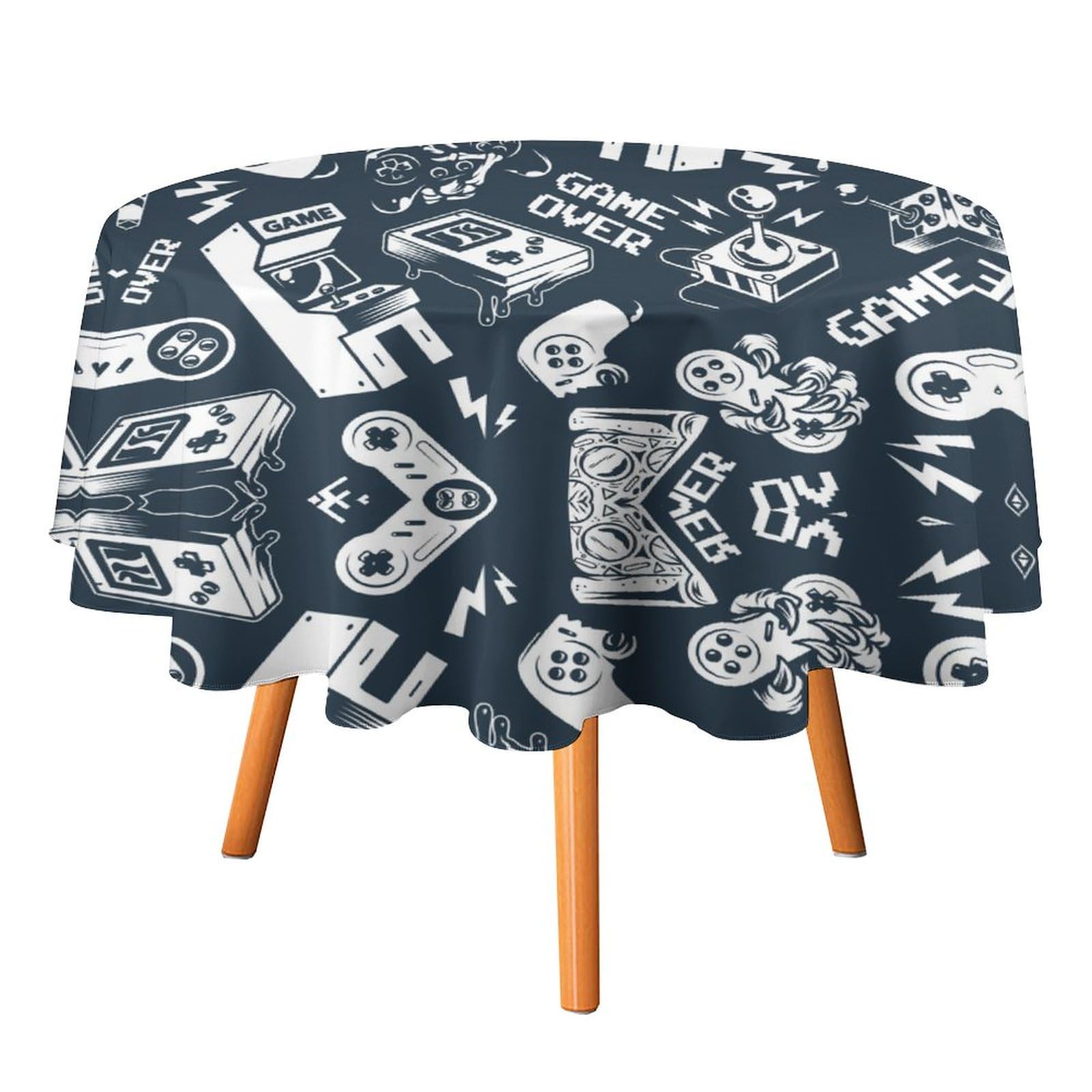 Abstract Watercolor Video Games Waterproof Washable Tablecloths Retro Gamepad Themes Video Game for Dining Table Buffet Parties and Camping 36x36in