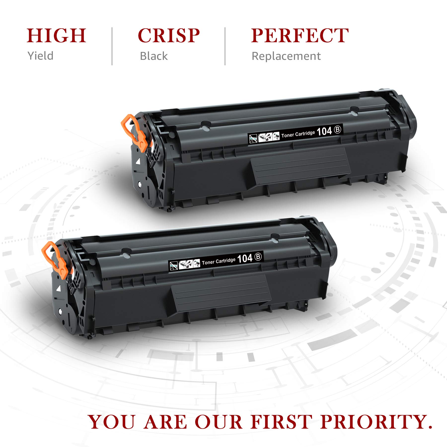 Toner Kingdom Compatible Toner for Canon Cartridge 104 CRG104 Imageclass MF4350D D420 MF4370DN MF4150 D480 MF4270 MF4690 FAXPHONE L90 L120 Laser Printer (Black, 2-Pack)