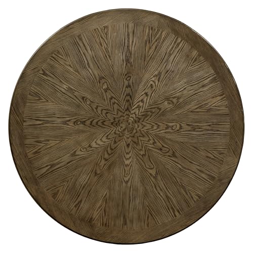 24/7 Shop at Home Van Lin Farmhouse 54-inch Solid Wood Round Dining Table with Trestle Pedestal Base, for Kitchen, Living Room, Entryway, Small Spaces, 54D x 54W x 30H in, Light Oak