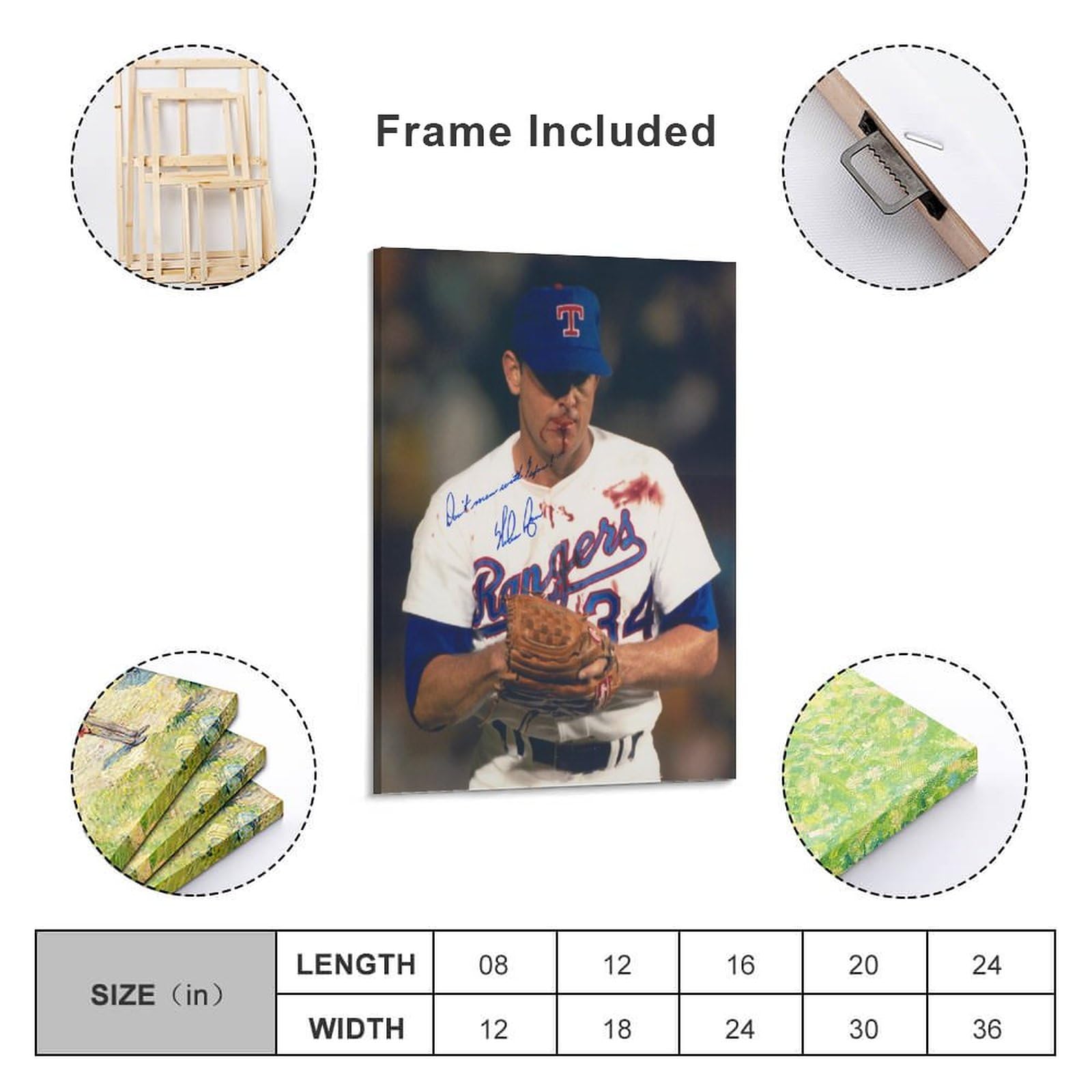 AAHARYA Nolan Ryan Poster Famous Baseball Player Canvas Print Art (5) Canvas Painting Wall Art Poster for Bedroom Living Room Decor 16x24inch(40x60cm) Frame-style