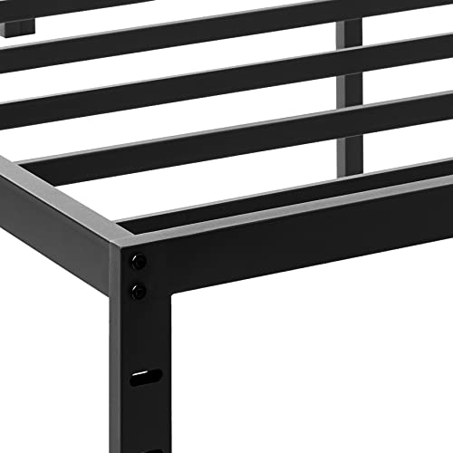 Olee Sleep 14 inch Heavy Duty Steel Slat Anti-slip Support Easy Assembly Mattress Foundation Bed Frame Maximum Storage Noise Free, Black, Metal, Queen