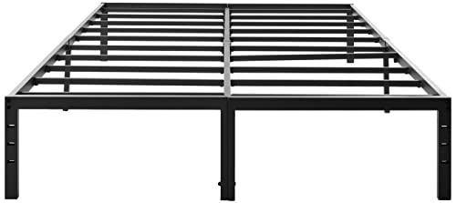 Olee Sleep 14 inch Heavy Duty Steel Slat Anti-slip Support Easy Assembly Mattress Foundation Bed Frame Maximum Storage Noise Free, Black, Metal, Queen