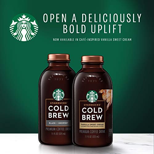 Starbucks RTD Coffee, Cold Brew, Vanilla Sweet Cream , 11oz Glass Bottles (6 Pack)