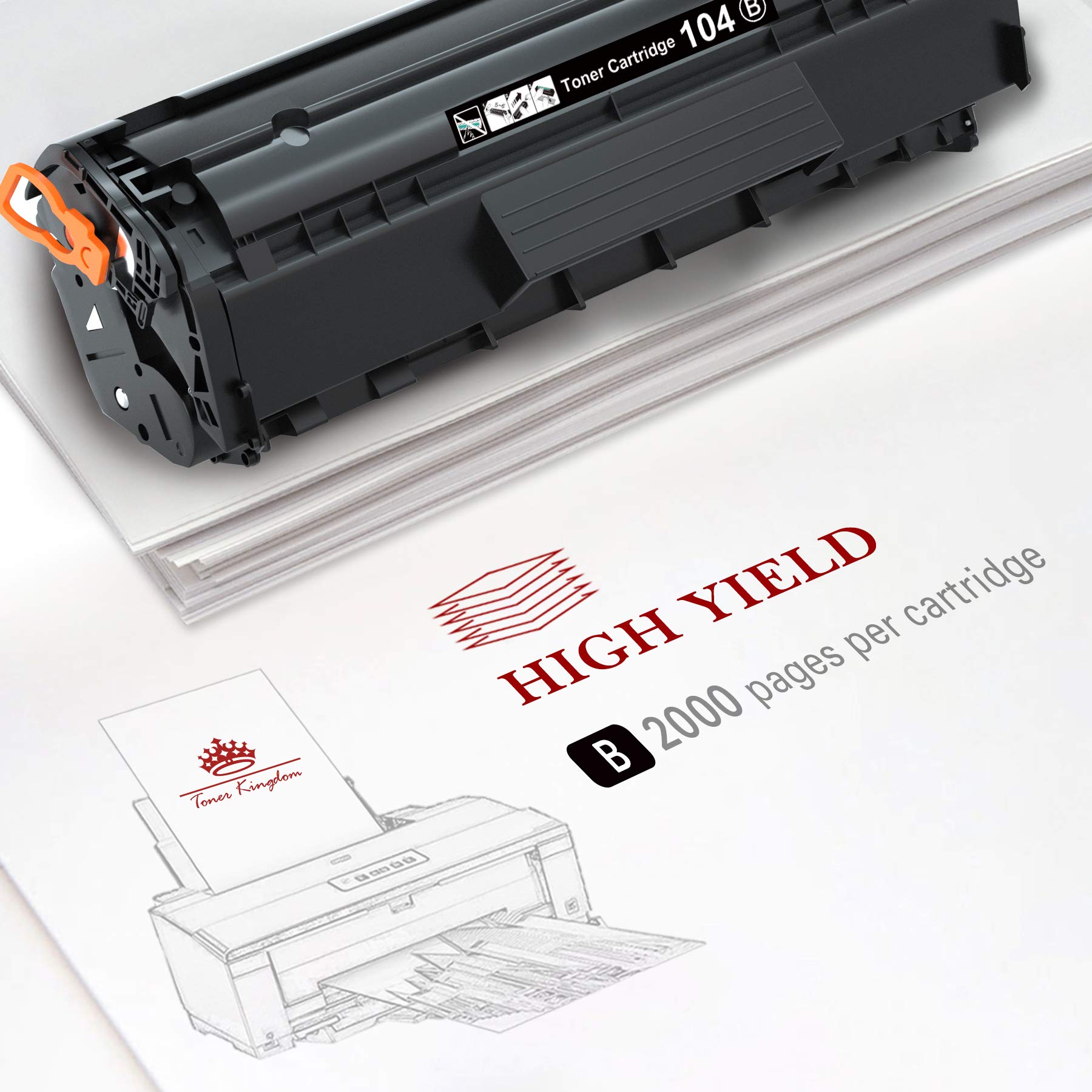 Toner Kingdom Compatible Toner for Canon Cartridge 104 CRG104 Imageclass MF4350D D420 MF4370DN MF4150 D480 MF4270 MF4690 FAXPHONE L90 L120 Laser Printer (Black, 2-Pack)