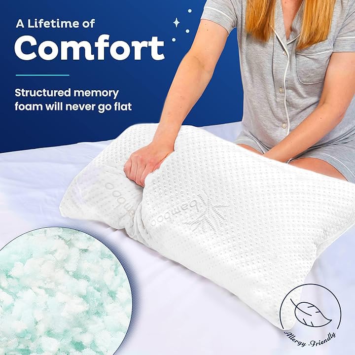 Snuggle-Pedic Shredded Memory Foam Pillow - The Original Cool Pillows for Side, Stomach & Back Sleepers - Sleep Support That Keeps Shape - College Dorm Room Essentials for Girls and Guys - King
