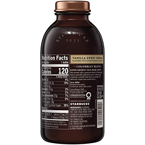 Starbucks RTD Coffee, Cold Brew, Vanilla Sweet Cream , 11oz Glass Bottles (6 Pack)