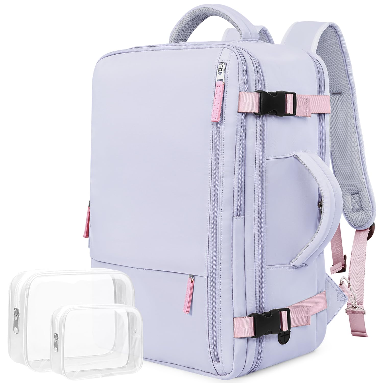 Rinlist Travel Laptop Backpack Carry On Backpack for Men Women Flight Approved College School Computer Bag for Business Hiking Personal Item Backpack Fits 15.6 Inch Notebook Purple