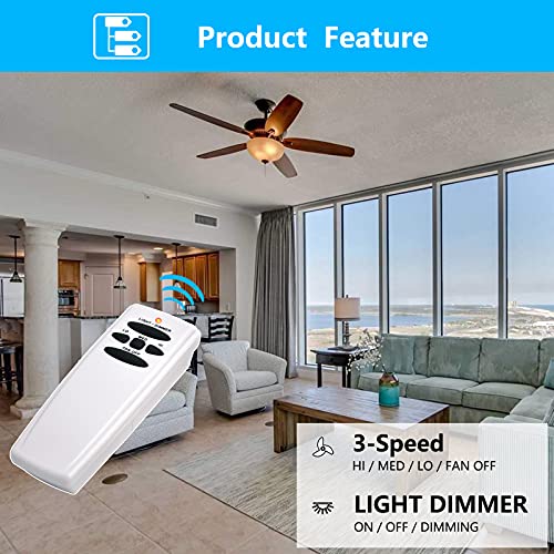 Ceiling Fan Remote Control Replacement for Hampton Bay Hunter, Replace UC7078T CHQ7078T CHQ8BT7078T RR7079T L3H2010FANHD L3H2014FANHD Fan-HD HD5 (Remote Only)