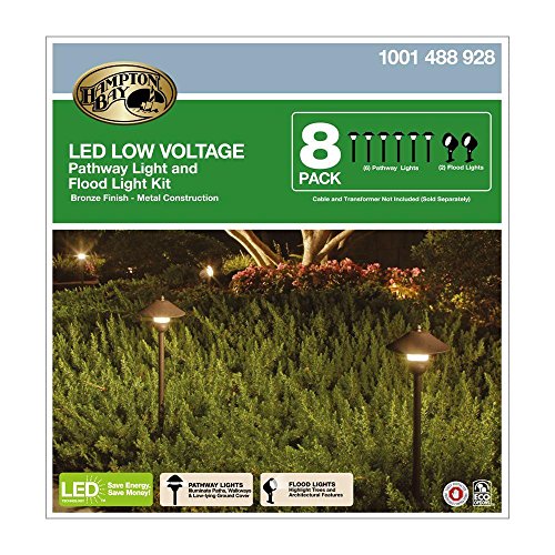 Hampton Bay Low-Voltage LED Bronze Outdoor Light Kit (8-Pack), 22.38"H x 3.5"D x 5"W