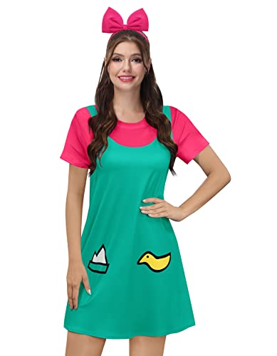 Clarisbelle Womens Halloween Party Graphic Turquoise Dress Phill Lill Crew Ncek Adult Rugrets Cosplay Costume Green S