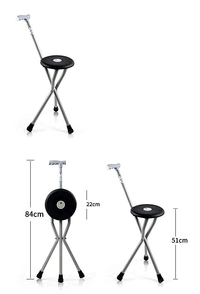 Cane Stool,Foldable Walking Sticks Stool,Walking with Seat Aluminum Alloy Crutch Chair Tripod Walking Stool Old Man Lightweight Folding Non-Slip Walki