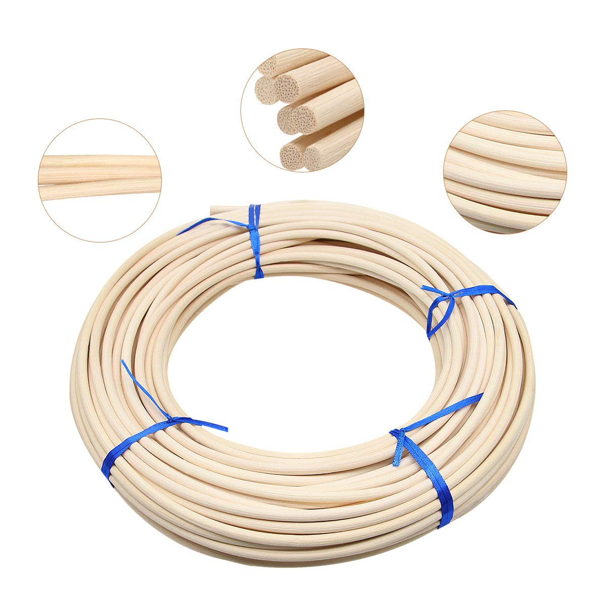 KEILEOHO #8 Reed Spline 65 Feet x 3/16 Inches Cane Webbing for Weaving, Cane Webbing for Chair Repair, Strong Permeable Cane Webbing Roll for Winding, Modeling, Decoration, Weaving, Aromatherapy