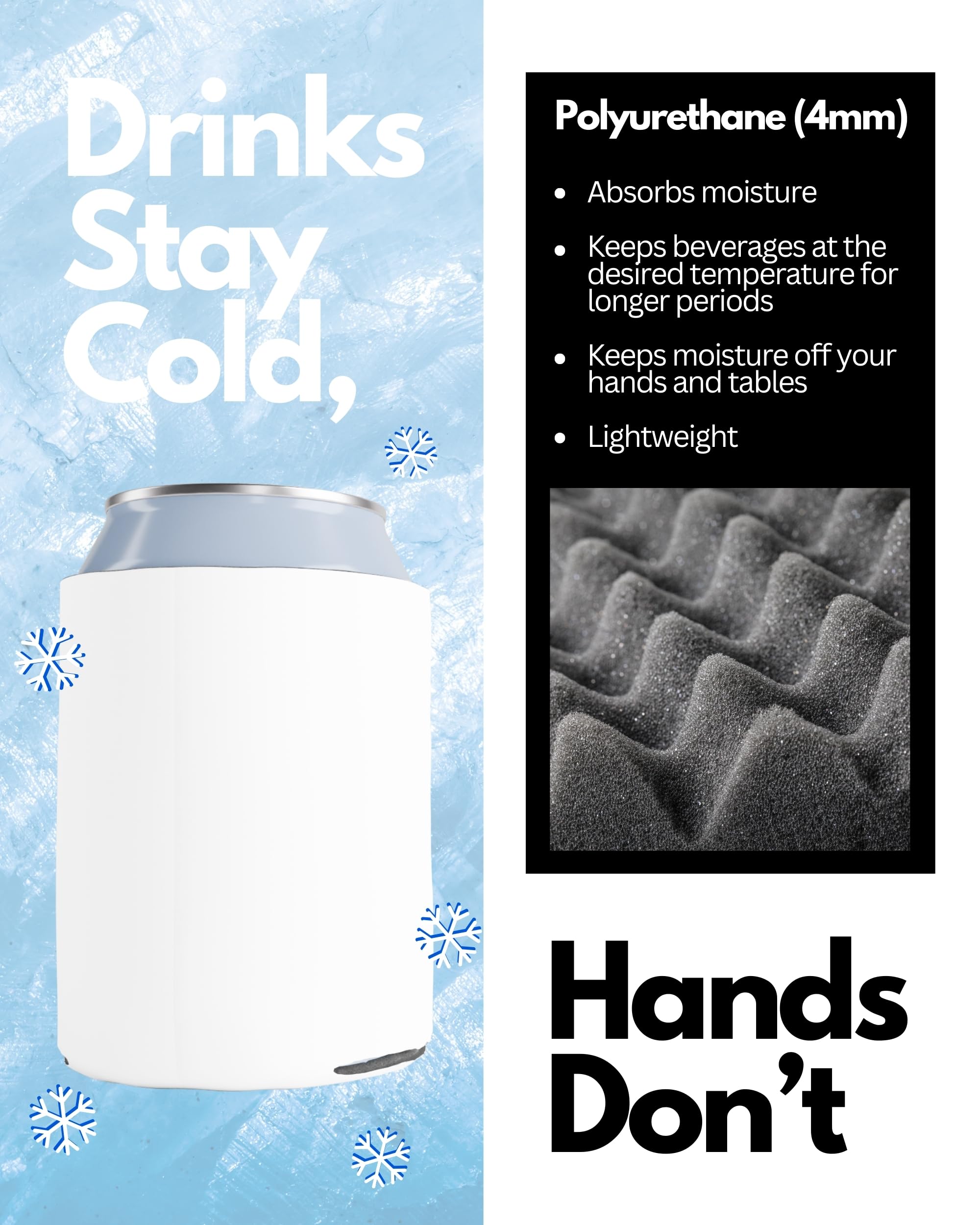 25 Pack White Blank Can Cooler Sleeves, Customizable Bulk Sublimation Can Coolers, Extra-Thick Collapsible Drink Insulator Sleeve, Beer Can Coolers for Party Beverages, PartyPrints