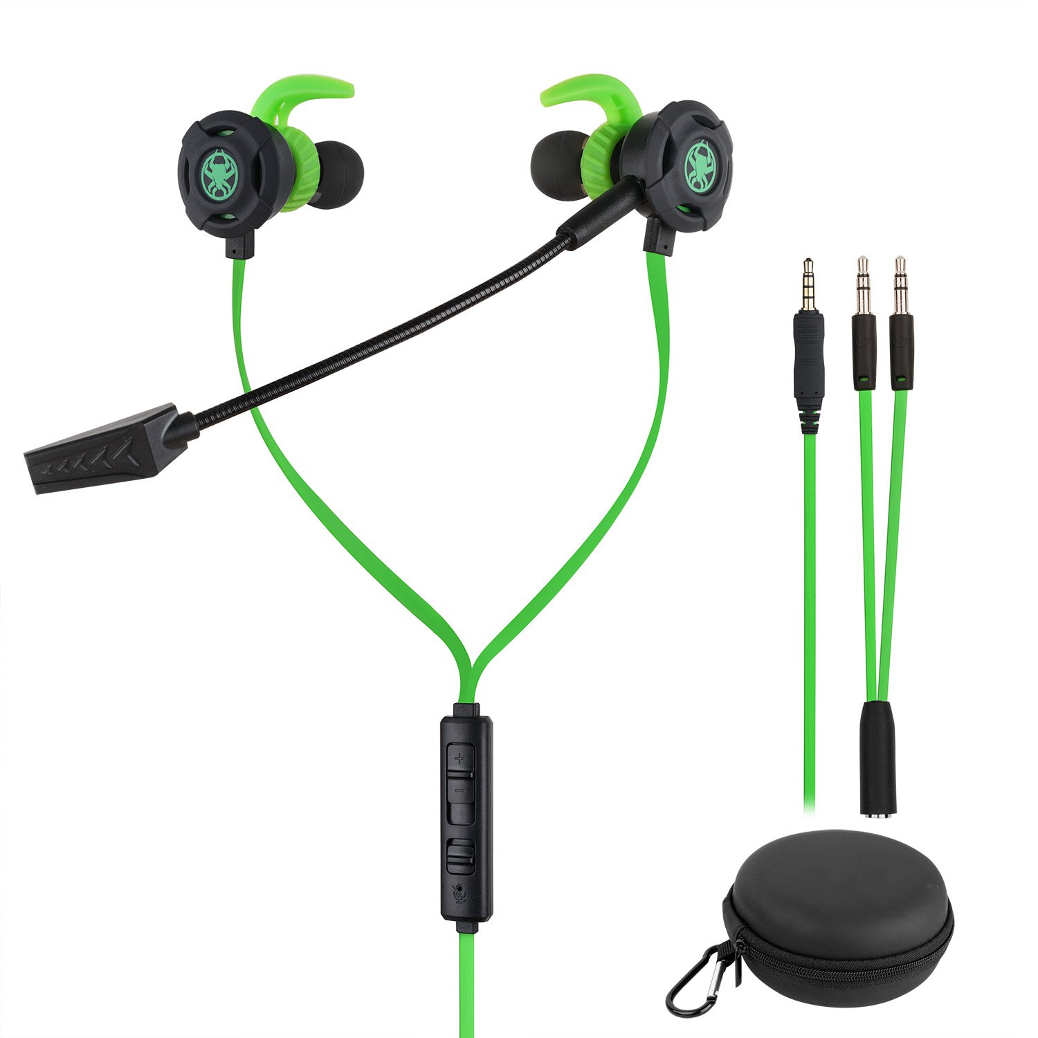 BlueFire Wired Gaming Earphone 3.5 MM E-Sport Earphone Noise Cancelling Stereo Bass Gaming Headphone with Adjustable Mic for PS4, Xbox One, Laptop, Cellphone, PC (Green)
