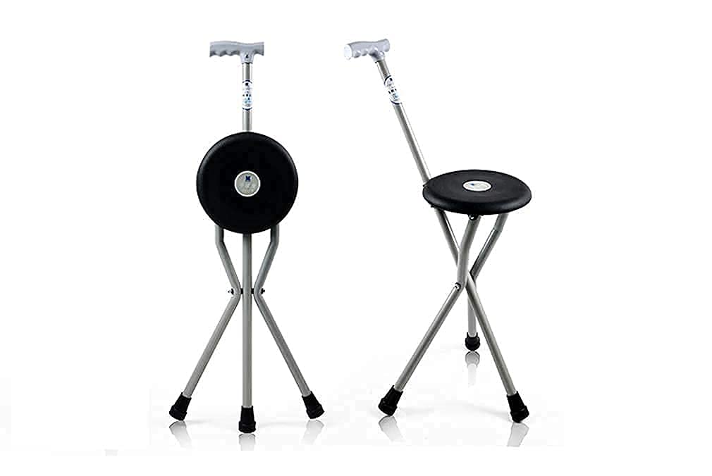 Cane Stool,Foldable Walking Sticks Stool,Walking with Seat Aluminum Alloy Crutch Chair Tripod Walking Stool Old Man Lightweight Folding Non-Slip Walki