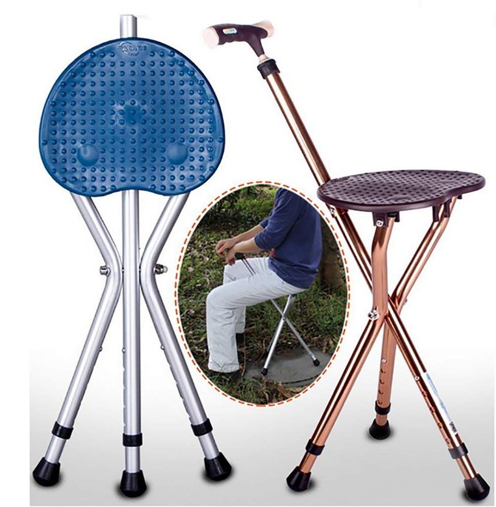 RUIRUI Folding Lightweight Adjustable Height Cane Seat, Brown