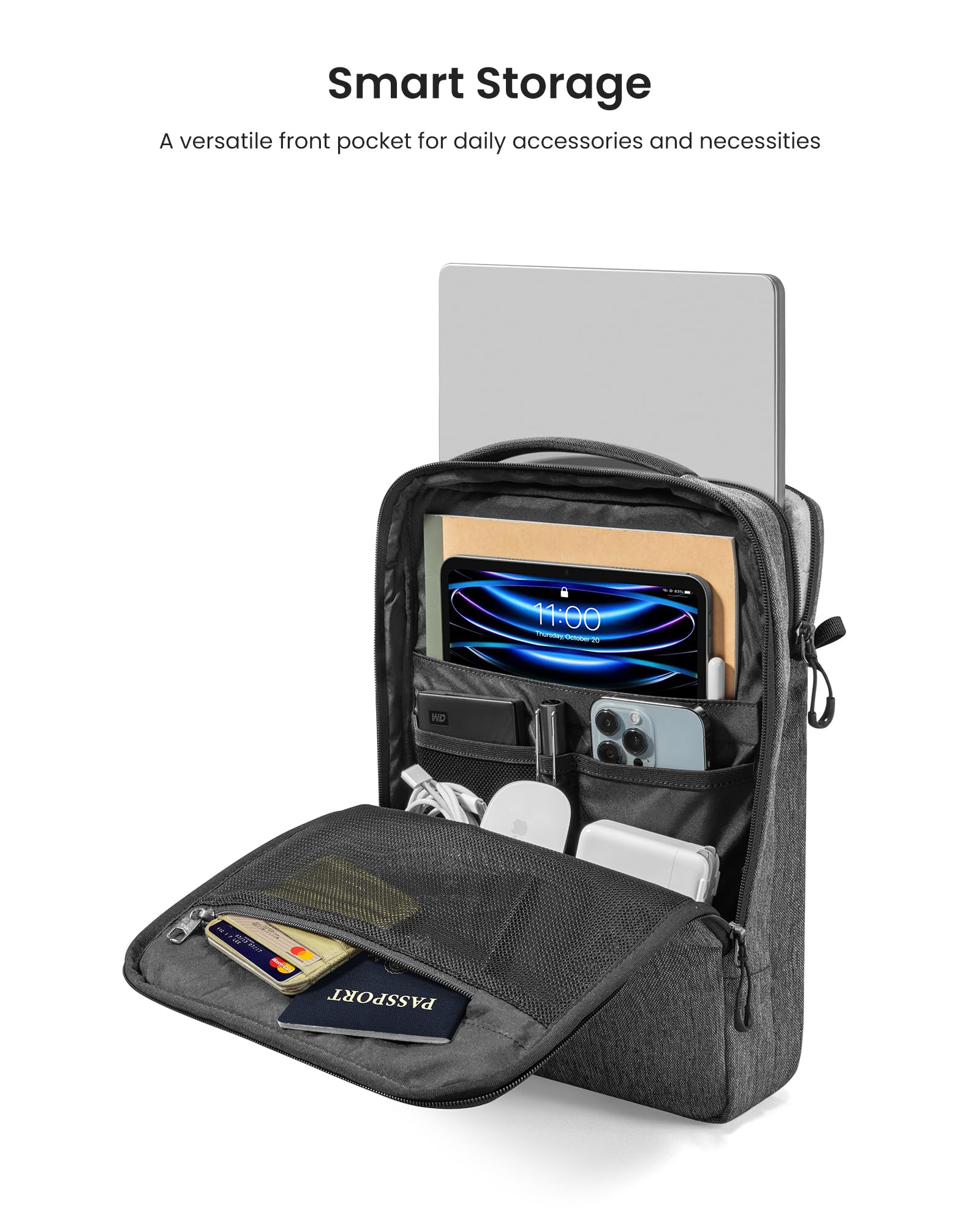 tomtoc 360 Protective Laptop Shoulder Bag for 13-14 Inch MacBook Air/Pro M4/M3/M2/M1, 13-inch iPad Pro M4/iPad Air, 13-13.8 Inch Surface Pro/Laptop, Copilot+ PC, Cordura Ballistic Nylon