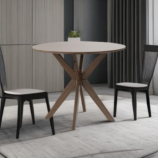 Giantex 36" Round Wood Dining Table, Farmhouse Kitchen Table w/Intersecting Pedestal Base & Solid Wood Legs, Vintage Coffee Table for Small Spaces, Brown