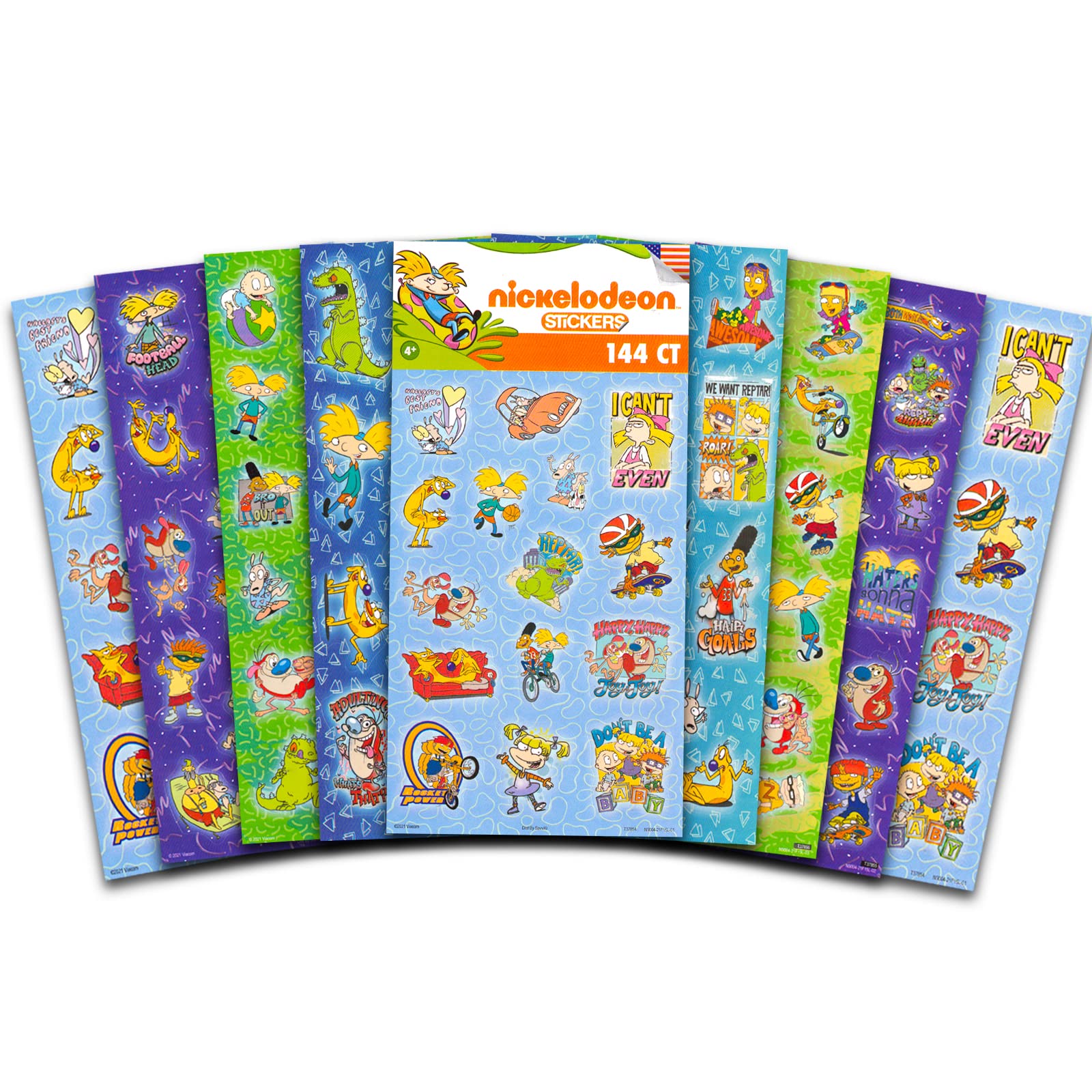 Nickelodeon Nicktoons Party Favors Bundle Pack ~ 140+ Stickers and 75 90s Nickelodeon Temporary Tattoos Featuring Rugrats, Hey Arnold, CatDog, Ren and Stimpy, And More | Retro Cartoons Party Supplies