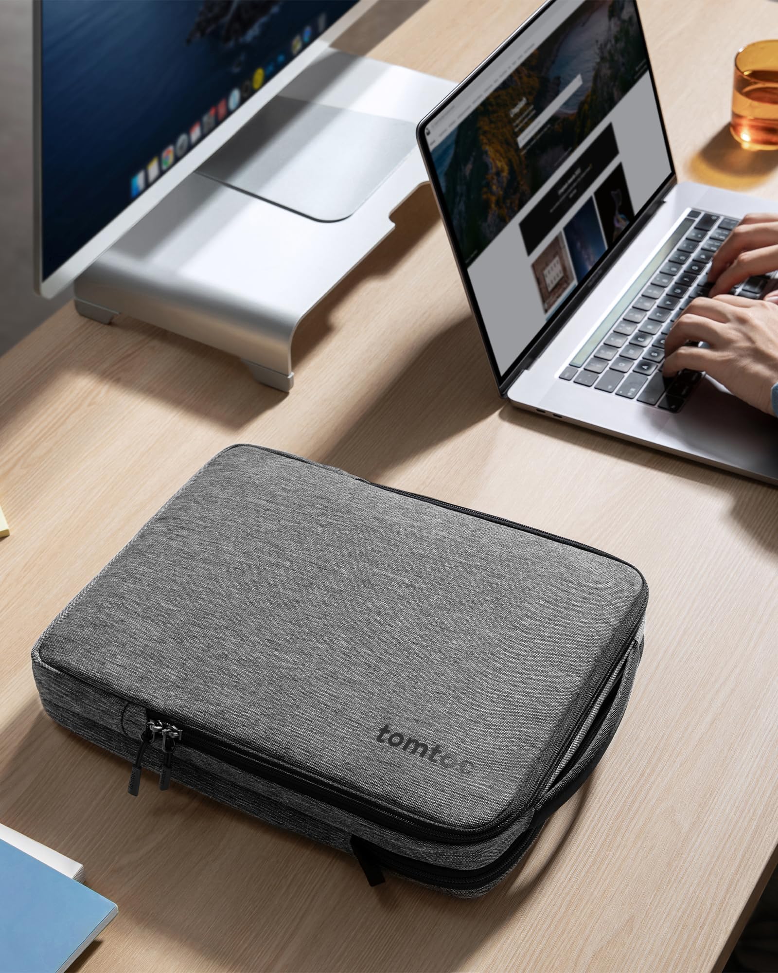 tomtoc 360 Protective Laptop Shoulder Bag for 13-14 Inch MacBook Air/Pro M4/M3/M2/M1, 13-inch iPad Pro M4/iPad Air, 13-13.8 Inch Surface Pro/Laptop, Copilot+ PC, Cordura Ballistic Nylon