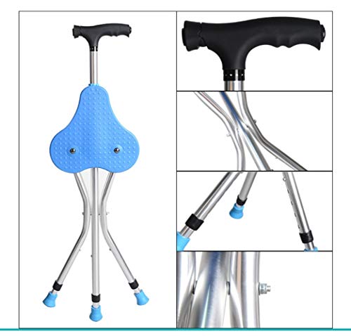 TEmkin Walking Stick with Seat Cane Chair Old Man Cane Stool Crutch with Stool Walking Stick Collapsible Telescopic,NotAdjustableLampHead
