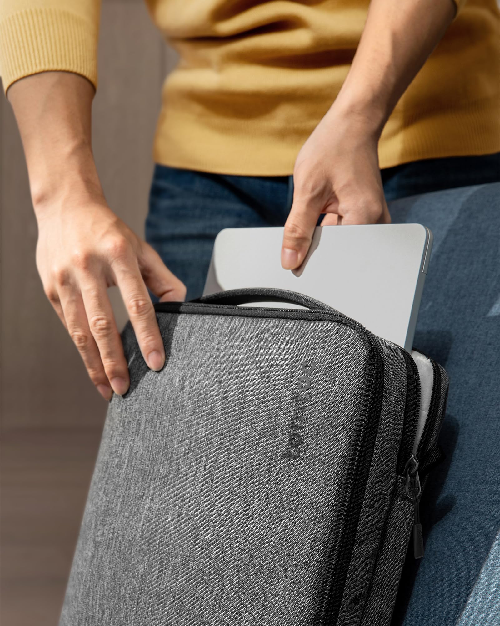 tomtoc 360 Protective Laptop Shoulder Bag for 13-14 Inch MacBook Air/Pro M4/M3/M2/M1, 13-inch iPad Pro M4/iPad Air, 13-13.8 Inch Surface Pro/Laptop, Copilot+ PC, Cordura Ballistic Nylon