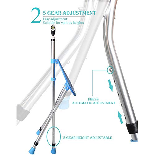 TEmkin Walking Stick with Seat Cane Chair Old Man Cane Stool Crutch with Stool Walking Stick Collapsible Telescopic,NotAdjustableLampHead