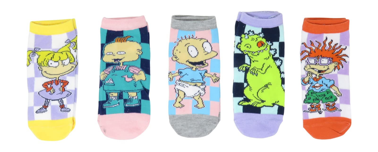 Hyp The Rugrats Characters 5 Pair Pack Checkered Lowcut Womens Socks