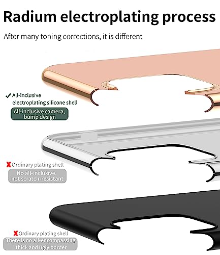 ZOEVEES for Google Pixel 7A Case with Screen Protector and Camera Protector, Built-in 360° Ring Holder Magnetic Stand, Luxury Electroplated Plating Edge Shockproof Protective Phone Cover, Pink
