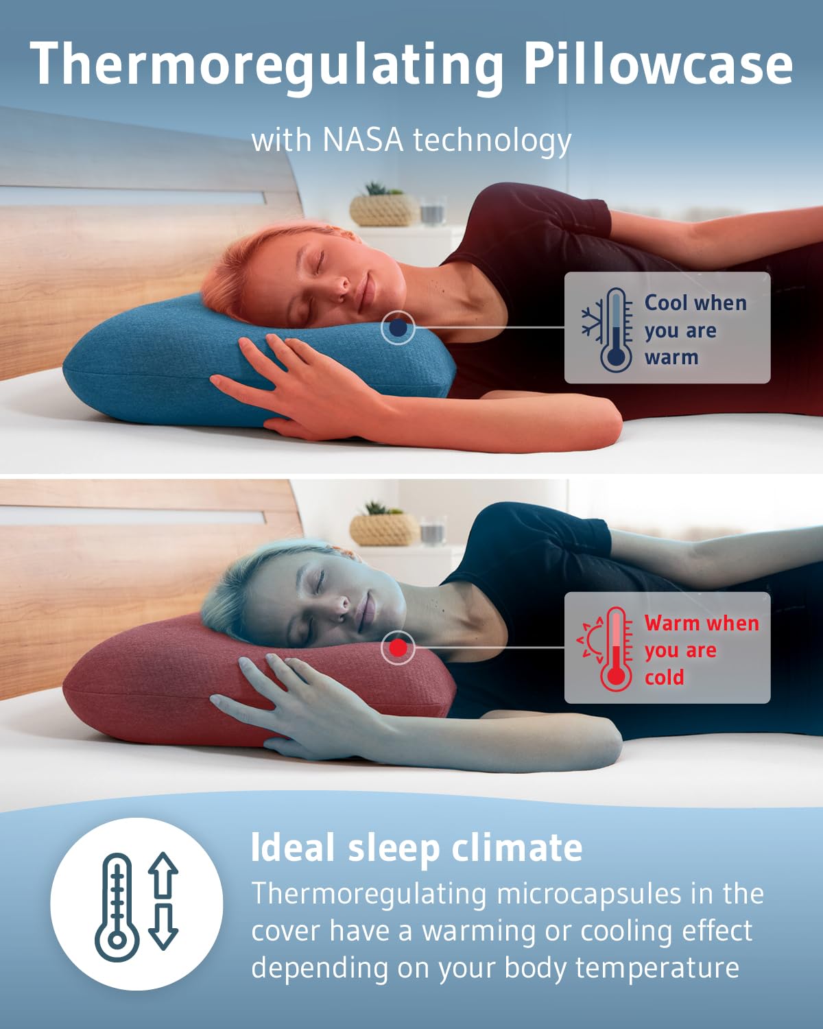 Neck Pillow ACAMAR QuickDry – Designed in Germany – Memory foam bed pillow for sleeping – Ergonomic with quick drying thermic pillowcase – Cervical pillow for neck and back pain – anti snore sleep