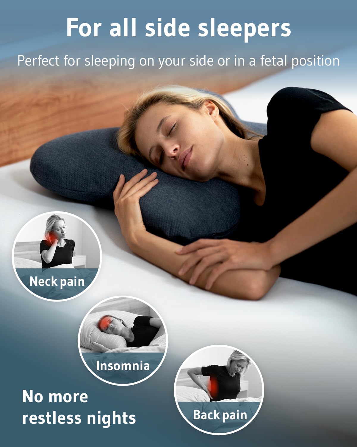 Neck Pillow ACAMAR QuickDry – Designed in Germany – Memory foam bed pillow for sleeping – Ergonomic with quick drying thermic pillowcase – Cervical pillow for neck and back pain – anti snore sleep
