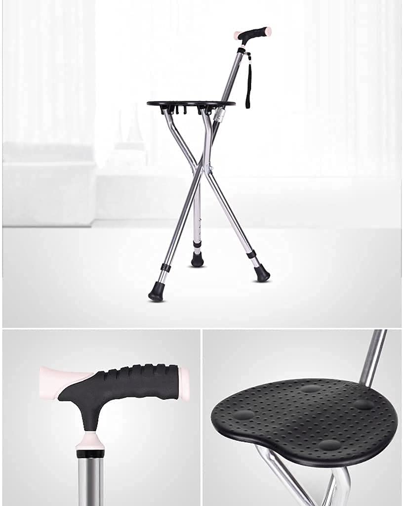 Crutches for Adults Crutches Multifunctional Seat Crutch Aluminum Alloy Walking Stick Folding Three-Legged Stool Elderly Non-Slip Stick Rocking Chair