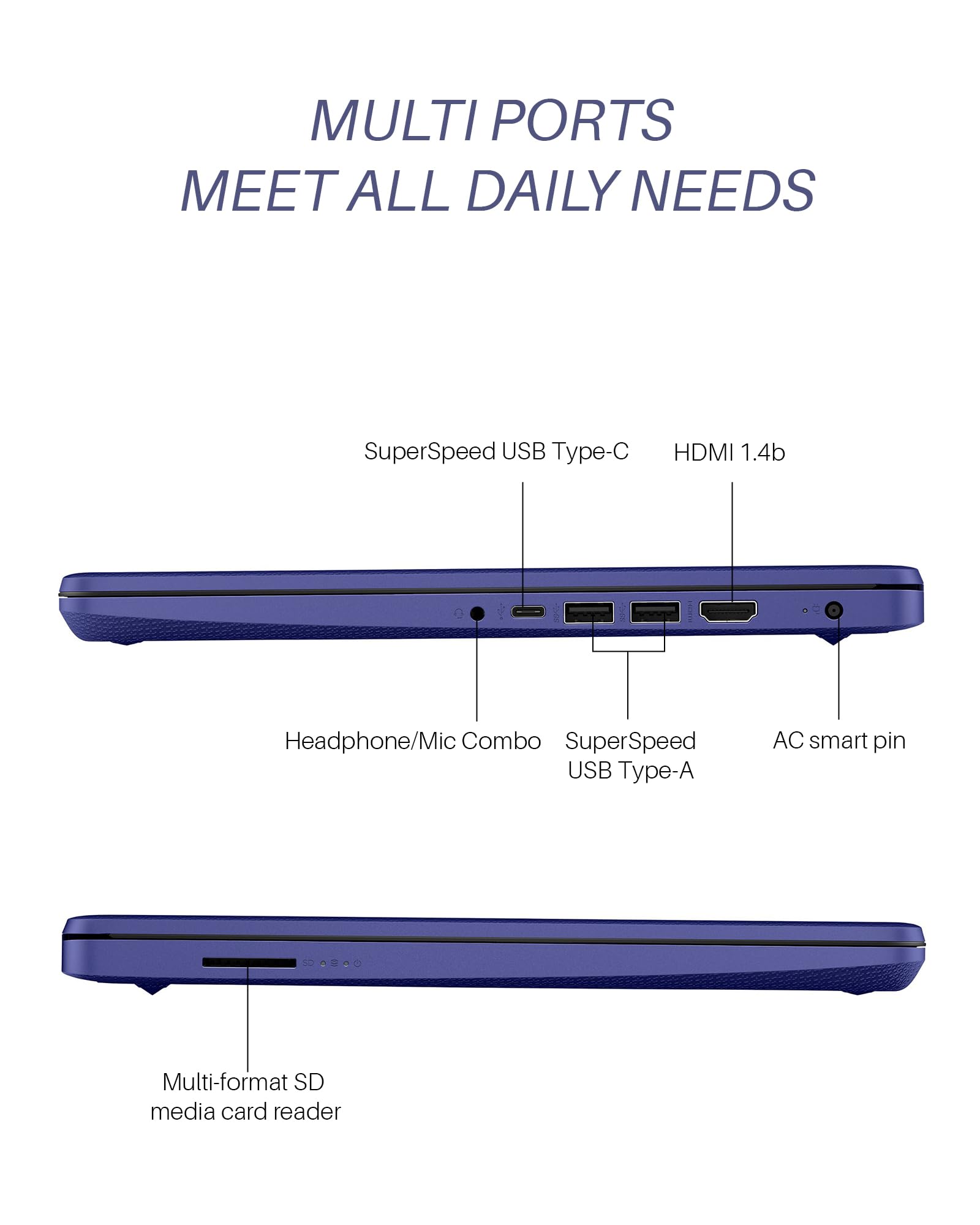 HP 2023 Newest 14 Inch Laptop Students Business, Intel Quad-Core Processor, 8GB RAM, 192GB Storage(64GB eMMC+128GB Micro SD), 12H Battery Life, Webcam, HDMI, WiFi, Win 11 S, Bundle with JAWFOAL
