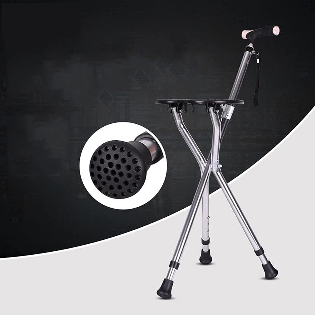 Crutches for Adults Crutches Multifunctional Seat Crutch Aluminum Alloy Walking Stick Folding Three-Legged Stool Elderly Non-Slip Stick Rocking Chair