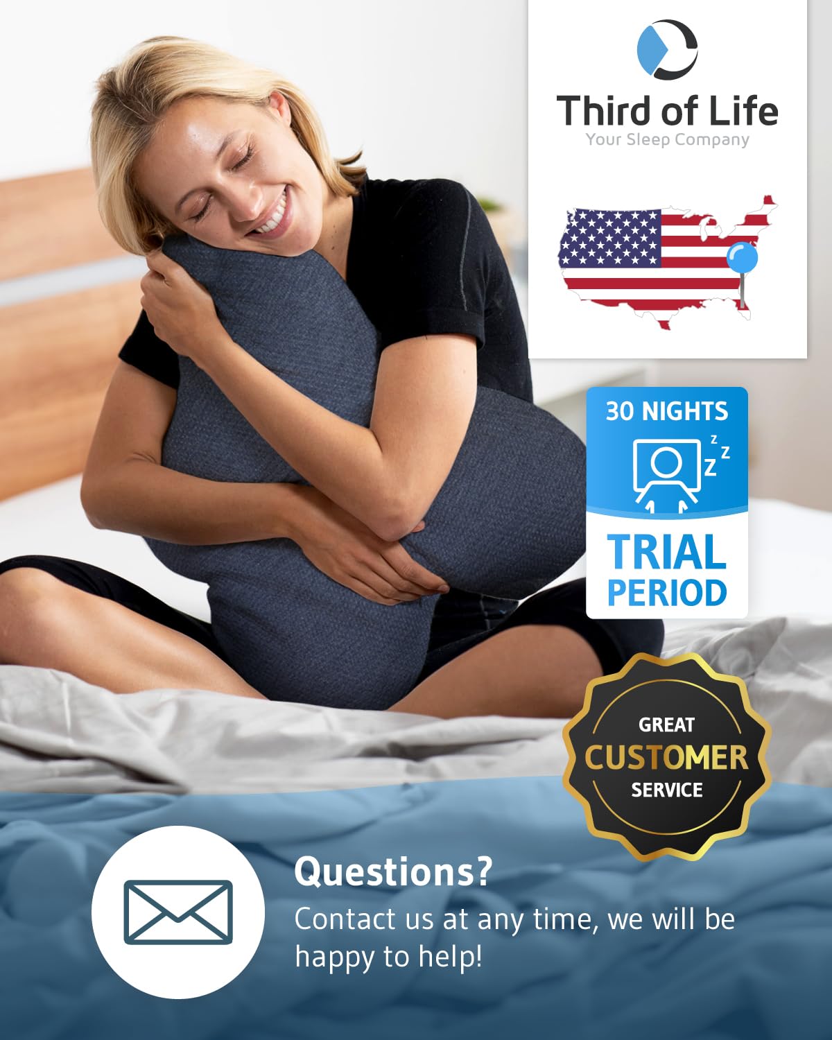 Neck Pillow ACAMAR QuickDry – Designed in Germany – Memory foam bed pillow for sleeping – Ergonomic with quick drying thermic pillowcase – Cervical pillow for neck and back pain – anti snore sleep
