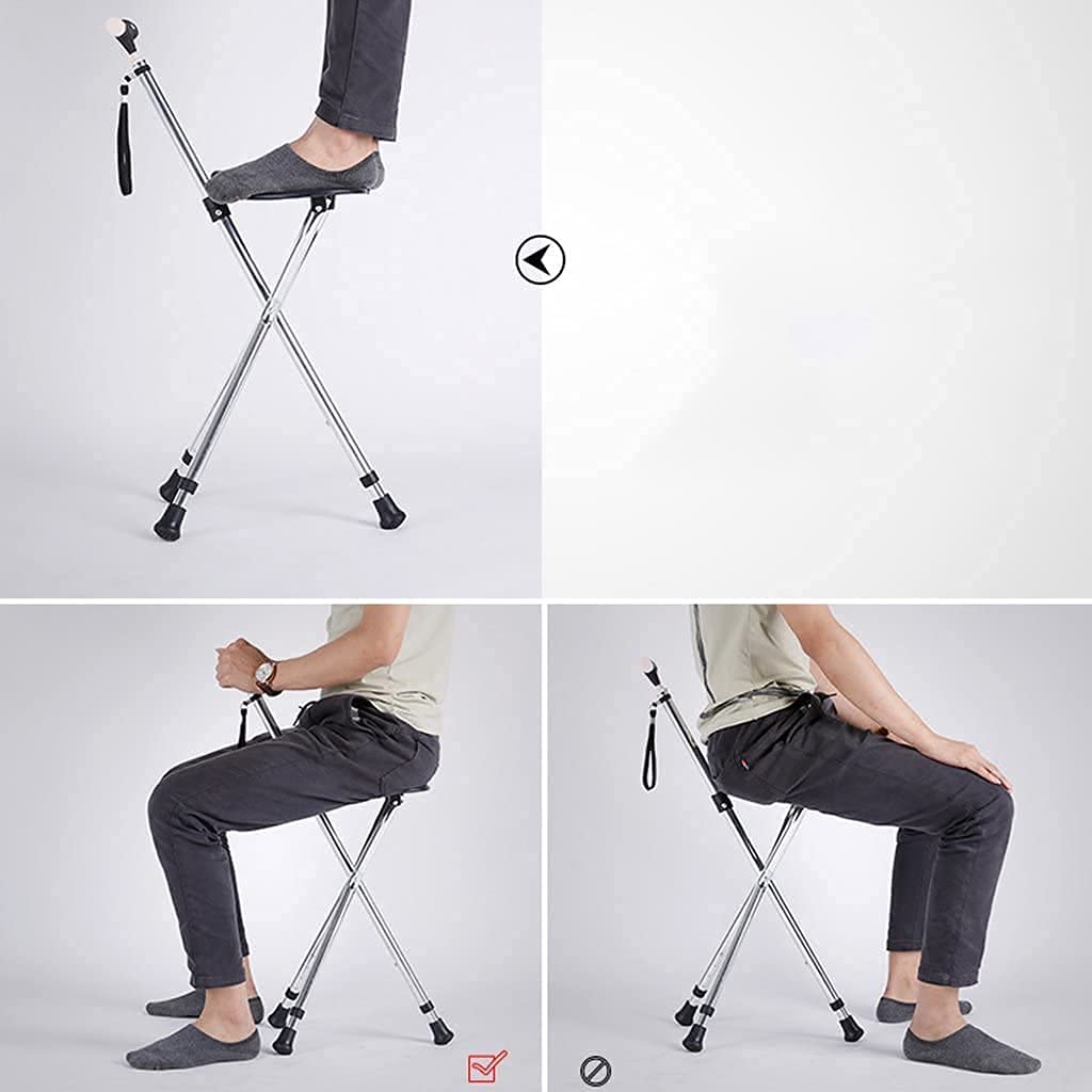 Crutches for Adults Crutches Multifunctional Seat Crutch Aluminum Alloy Walking Stick Folding Three-Legged Stool Elderly Non-Slip Stick Rocking Chair